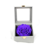 China Dark Purple 7-8CM Preserved Rose Gift Box With No Harmful Substances for sale