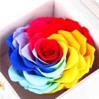 China 7-8CM Complex Colorful Preserved Rose Gift Box For Indoor Decoration for sale
