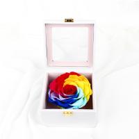 China 7-8CM Complex Colorful Preserved Rose Gift Box For Indoor Decoration for sale