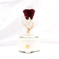 China Customized Color Preserved Rose Glass Dome Bluetooth Speakers For Home Decoration for sale
