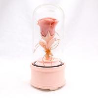 China Customized Color Preserved Rose Glass Dome Bluetooth Speakers For Home Decoration for sale