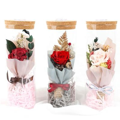 China Decorative Preserved Rose Flower Wishing Bottle Customized Color With Long Life Time for sale