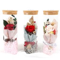 China Decorative Preserved Rose Flower New Year Wishing Bottle For Birthday Gift for sale