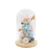 China Upscale Dia7-8CM Preserved Rose Glass Dome For Home Decoration for sale