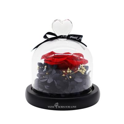 China Wedding Decoration 7-8CM Preserved Rose Glass Dome for sale