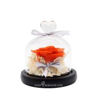 China Wedding Decoration 7-8CM Preserved Rose Glass Dome for sale