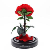 China Preserved 14*14*22CM Long Stem Glass Roses For Wedding for sale