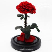 China Preserved 14*14*22CM Long Stem Glass Roses For Wedding for sale