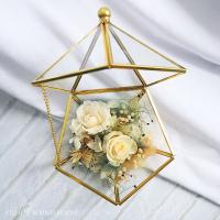 China Metal Framed 15*15*14CM 4-5cm Preserved Rose Glass Dome for sale