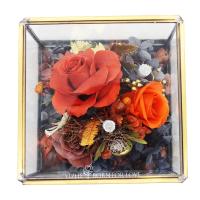 China 12.5*12.5*12.5CM Preserved Rose Glass Dome For Anniversary Party for sale