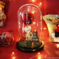 China Wedding Gift 3-4 Years Lasting Preserved Rose Flowers In Glass Dome for sale
