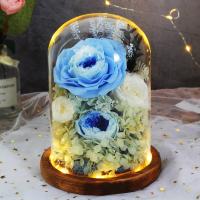 China Eternal Preserved Flower Centerpiece Wedding Decor Element Rose Glass Dome for sale