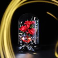 China Deluxe 3 Rose Glass Shaded Eternal Rose Box For Your Loved One On Valentines Day for sale