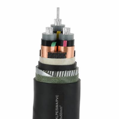 China 26/35kV 3 Core 300-630 sqmm AL XLPE CWS SWA PVC Steel Wire Armoured Power Cable for Underground Distribution for sale