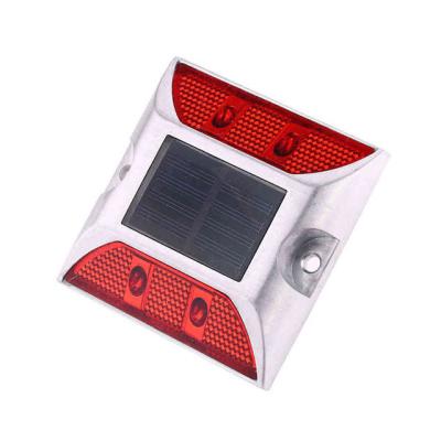 China Aluminum Solar Road Stud Red LED 2 or 4pcs IP68 20 Tons Load Capacity for sale