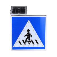 China Solar Powered LED Pedestrian Crossing Sign 600x600mm 3W High Visibility Solar Traffic Sign for sale