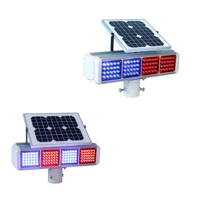 China Solar Warning Strobe Light 800m Visual Distance 12V7AH Battery Road Construction Safety Red Blue Flashing Light for sale