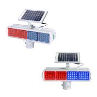 China Solar Warning Strobe Light 800m Visual Distance 12V7AH Battery Road Construction Safety Red Blue Flashing Light for sale