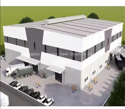 China Fire Rated Grade A 60m Clear Span Prefab Steel Structure Workshop Q355B Portal Frame for sale