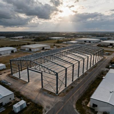 China Steel Structure Warehouse Metal Frame Building 50 Year Lifespan Grade 12 Wind Resistance for sale