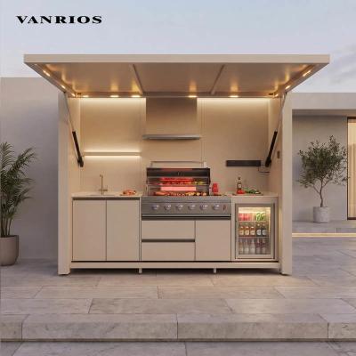 China White Powder Coated Outdoor BBQ Pod With Premium Countertop Modular Station for sale