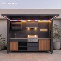 China Wood Look Outdoor Kitchen Pod Waterproof Smart High Output Aluminum Grill Station for sale