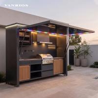 China Wood Look Outdoor Kitchen Pod Waterproof Smart High Output Aluminum Grill Station for sale