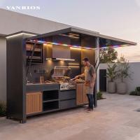 China Wood Look Outdoor Kitchen Pod Waterproof Smart High Output Aluminum Grill Station for sale