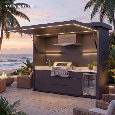 China Five Burner Gas Outdoor Kitchen Bbq Pod Waterproof Solid Perimeter Panel Multiple Size for sale