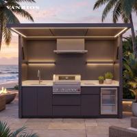 China Five Burner Gas Outdoor Kitchen Bbq Pod Waterproof Solid Perimeter Panel Multiple Size for sale