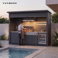 China Manual Windproof Curtain BBQ Pod With Refrigerator Bay IP67 Waterproof Design for sale