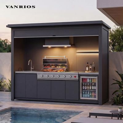China Manual Windproof Curtain BBQ Pod With Refrigerator Bay IP67 Waterproof Design for sale