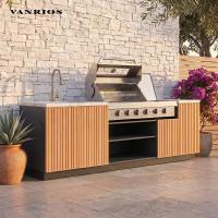 China Modular Aluminum Outdoor Kitchen Units With Stainless Steel Grill Rock Slab Countertop And Integrated Sink for sale