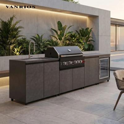 China Marine Grade Aluminum Outdoor Kitchen Island Weatherproof Modular BBQ Grill Station for sale