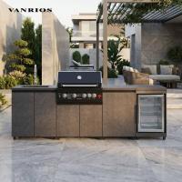 China Marine Grade Aluminum Outdoor Kitchen Island Weatherproof Modular BBQ Grill Station for sale