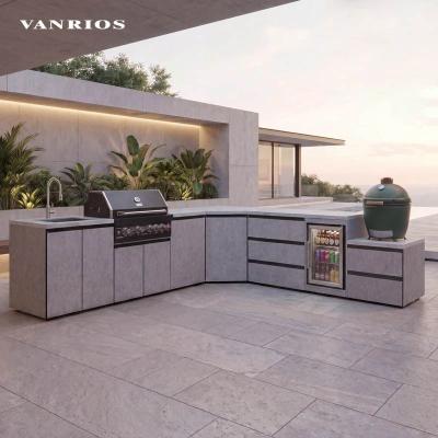 China Modular Aluminum Outdoor Kitchen Kits With High Output Gas BBQ Grill And Integrated Storage Cabinets for sale