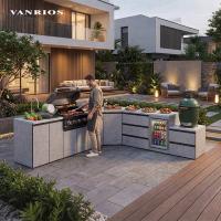 China Modular Aluminum Outdoor Kitchen Kits With High Output Gas BBQ Grill And Integrated Storage Cabinets for sale