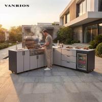 China Corrosion & Rust Resistant Finish L Shaped Outdoor Kitchen Kits IP67 Outdoor Bbq Station for sale