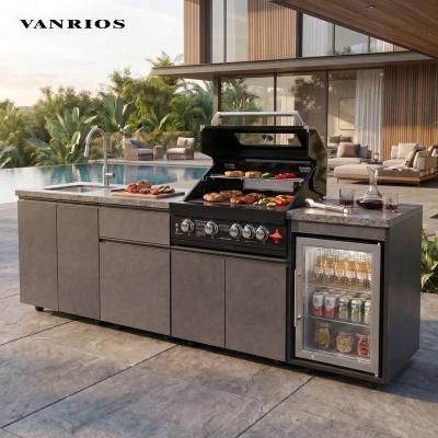 China IP67 Prefabricated Outdoor Kitchen Kits With UV Resistant Multi Module Cabinets for sale