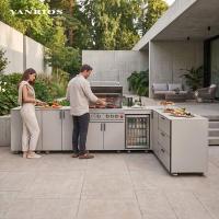 China Commercial Grade L Shaped Bbq Island Kits Fully Assembled Composite Panel Cabinets for sale