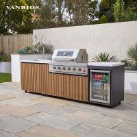 China High Output Gas Outdoor BBQ Kitchen Set Hand Brushed Wood Look for sale