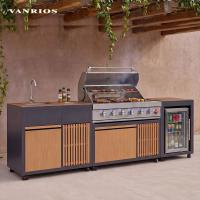China Luxury Modular Outdoor Kitchen Island Weather Resistant SUS304 Stainless Steel Gas Grill Integration for sale