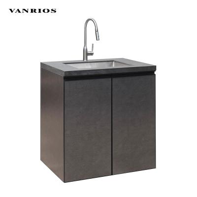 China Integrated S304 Stainless Steel Basin Outdoor Kitchen Base Cabinets Weatherproof Powder Coated Finish for sale