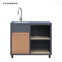 China Low Maintenance Outdoor Kitchen Units With Integrated Utility Sink And Black Rock Countertop for sale