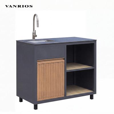 China Low Maintenance Outdoor Kitchen Units With Integrated Utility Sink And Black Rock Countertop for sale