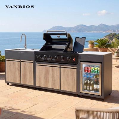 China High Output Gas Grill Modular Outdoor Kitchen Kits SUS304 Prefab BBQ Islands for sale