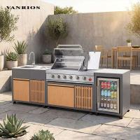 China Commercial Multi Burner Gas Outdoor Kitchen Grill Island 22.1KW 75300BTU for sale