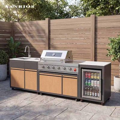 China Heavy Duty Waterproof Outdoor Kitchens & Bbq Islands With Integrated Flame Safety Device Propane Grill for sale