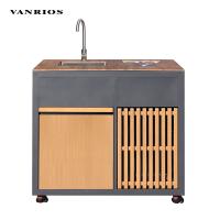 China Powder Coated Patio Storage Outdoor Kitchen Cabinet With 360 Degree Pull Out Faucet for sale