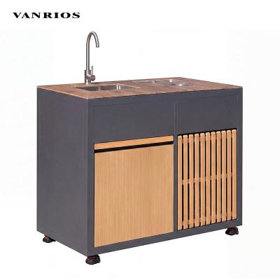 China Powder Coated Patio Storage Outdoor Kitchen Cabinet With 360 Degree Pull Out Faucet for sale